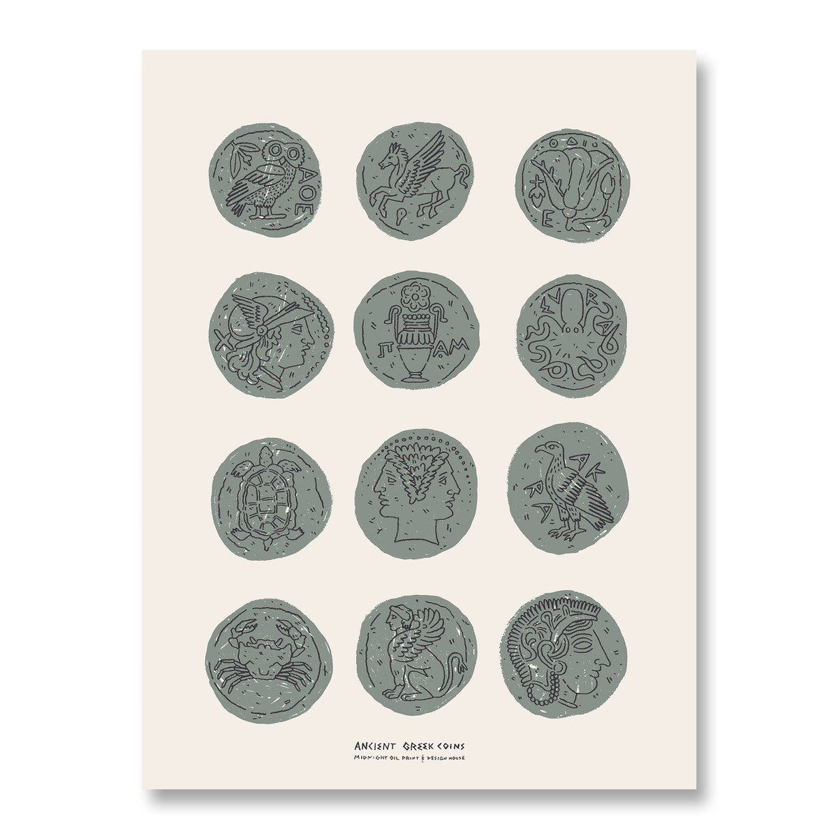 Ancient Greek Coins Print – Midnight Oil Print & Design House